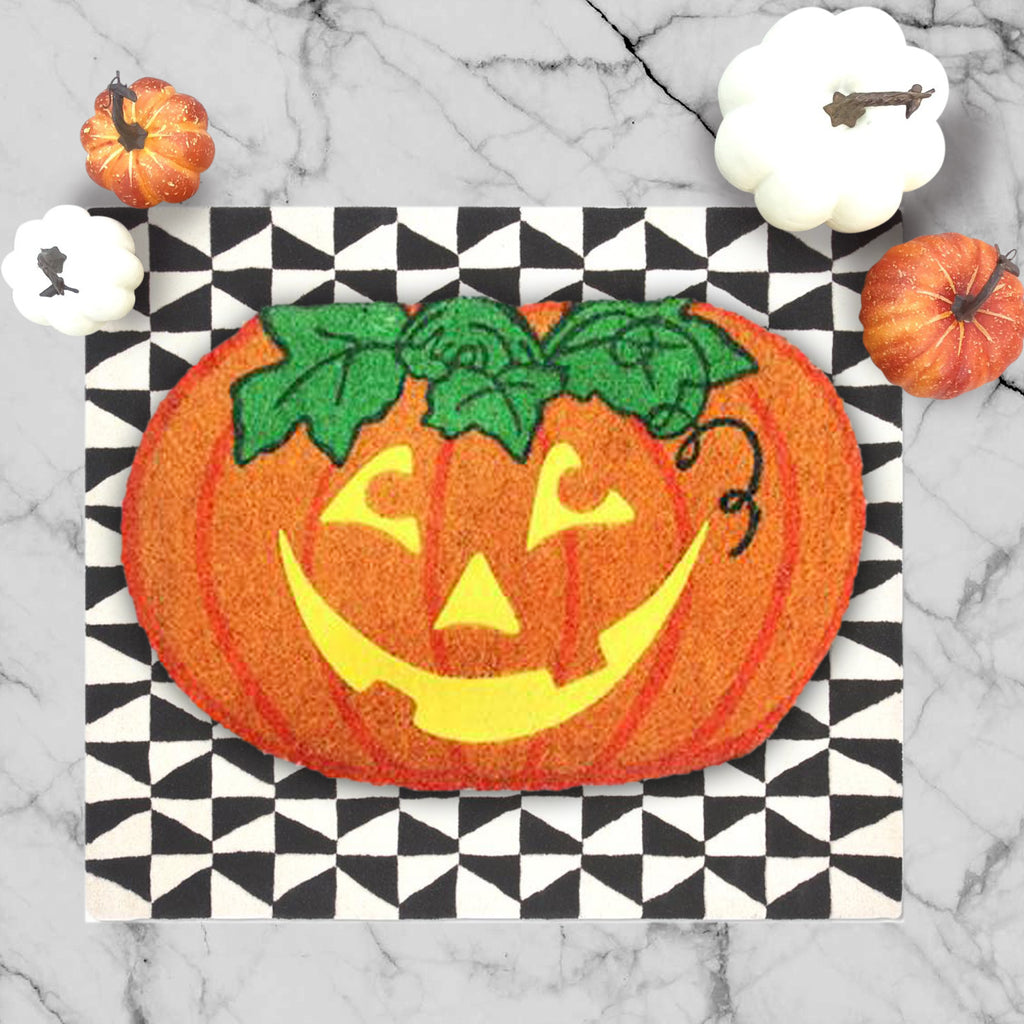OnlyMat Round Pumpkin Shape Floor Mat | Shaped Door Mats | Funny Floor Mats