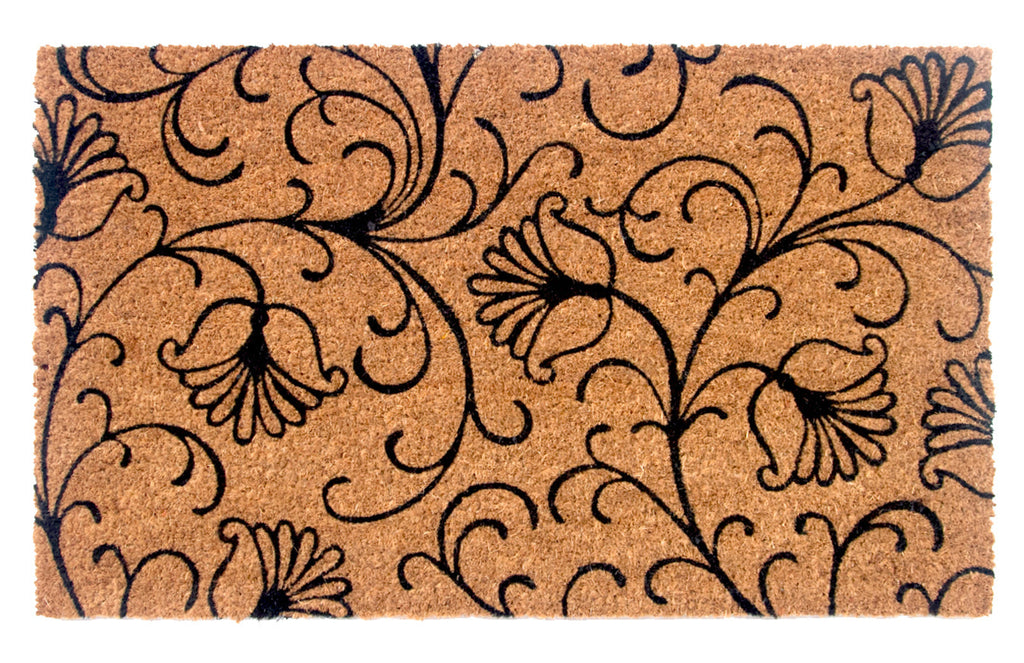 OnlyMat Elegant Floral design printed Natural Coir Floor Mat