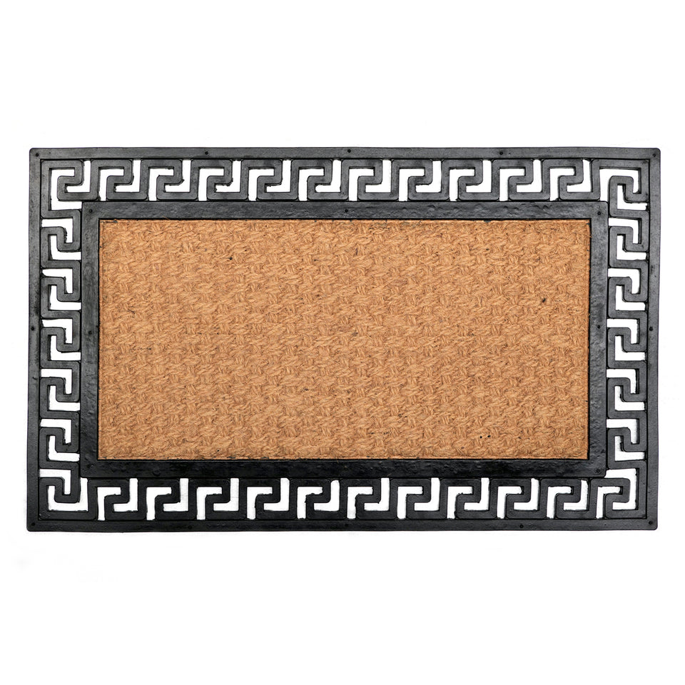 OnlyMat Greek Key Design | Rubber Coir Door Mat | Entrance Mats