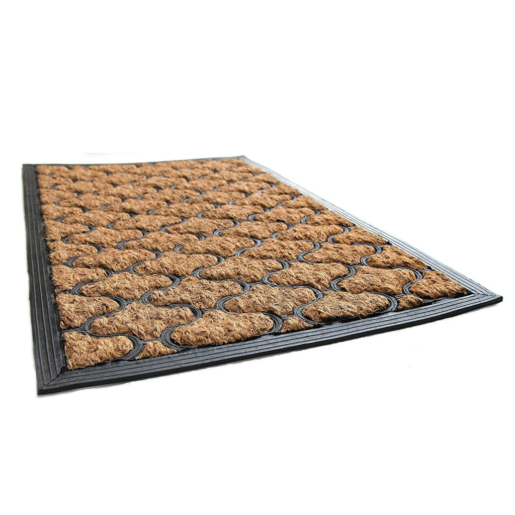 OnlyMat Elegant Hexagon Design Tough Rubber Moulded Coir Floor Mat
