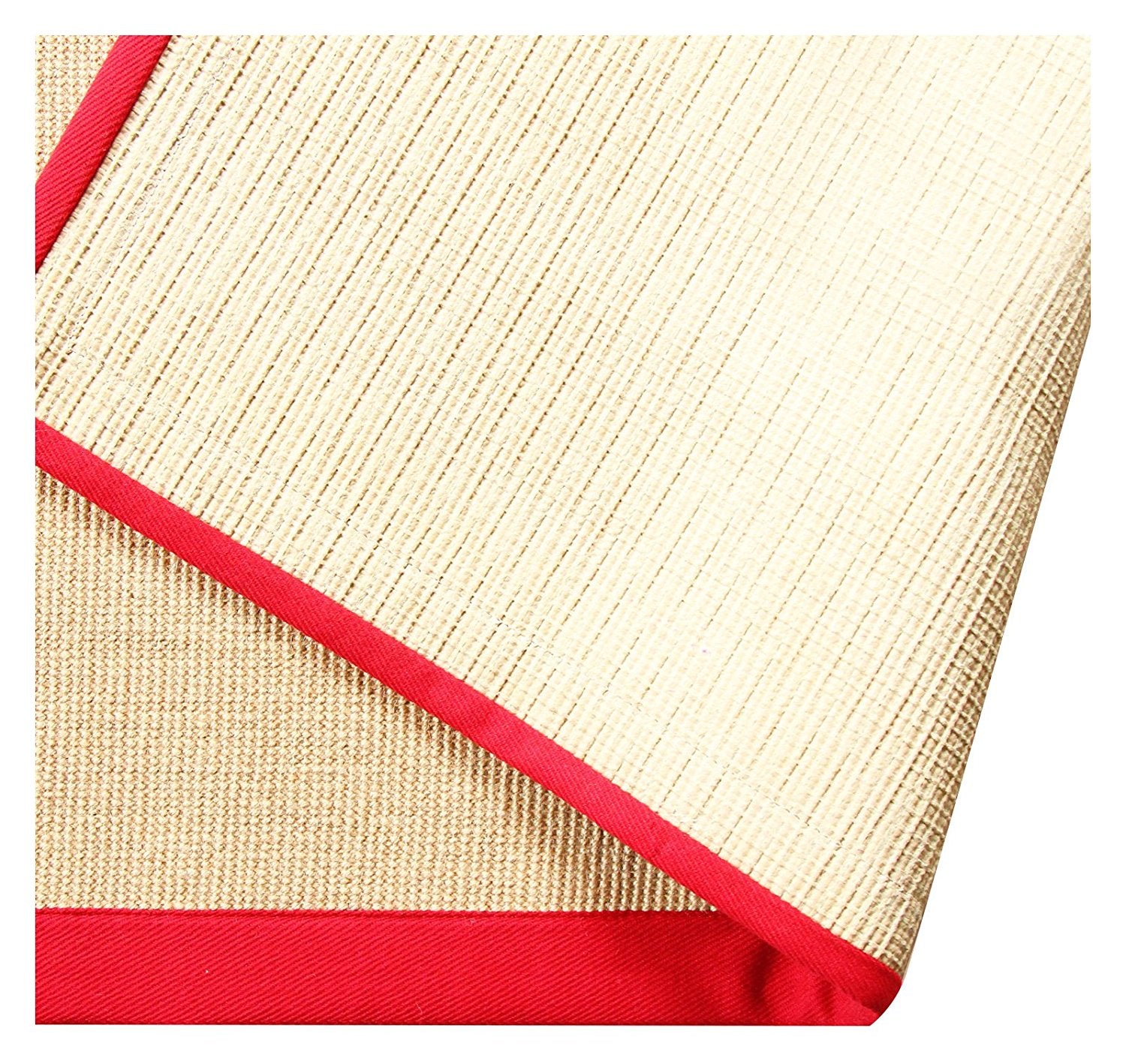 OnlyMat Jute Floor Mat with Red Color Cotton Border