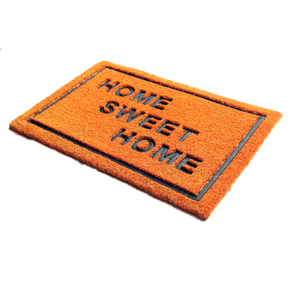 OnlyMat Pressed Home Sweet Home Design Orange Colour Natural Coir Door
