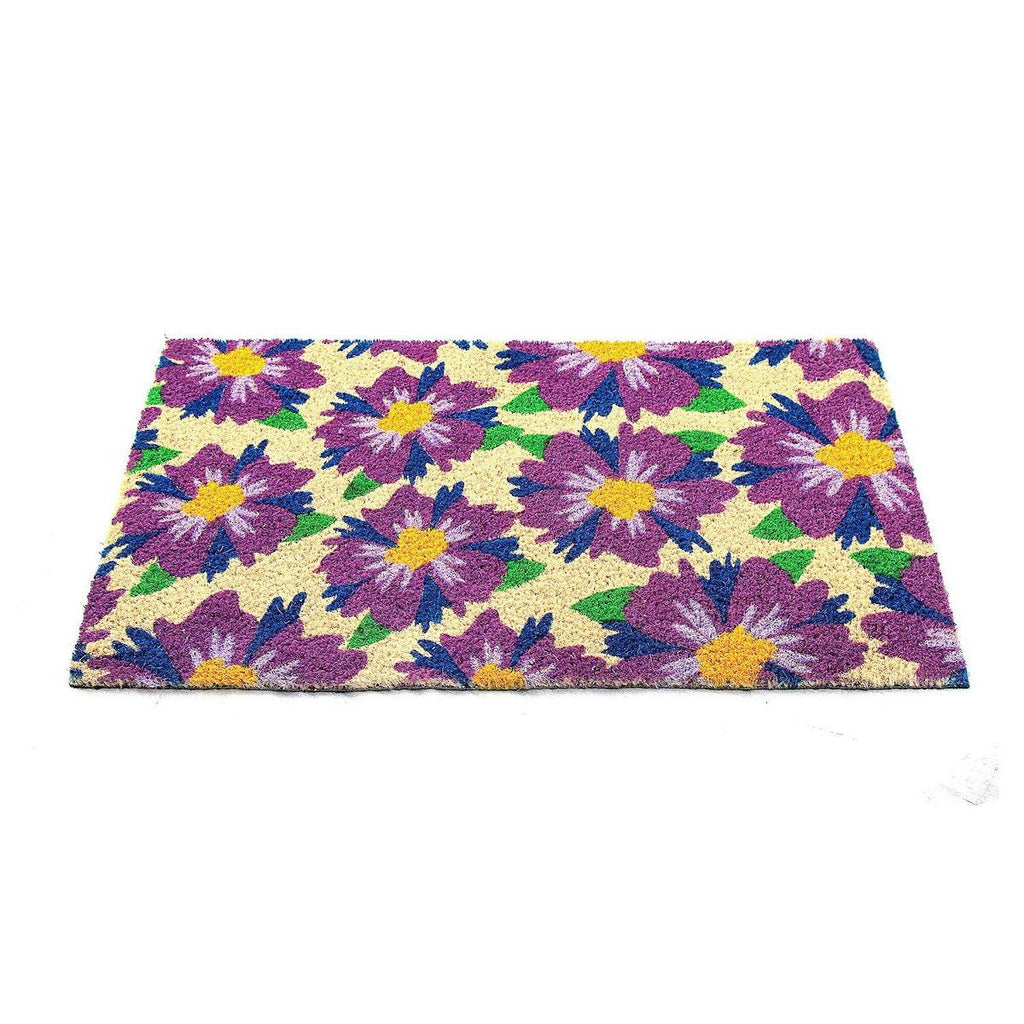 OnlyMat Colourful Floral Design Printed Natural Coir Floor Mat