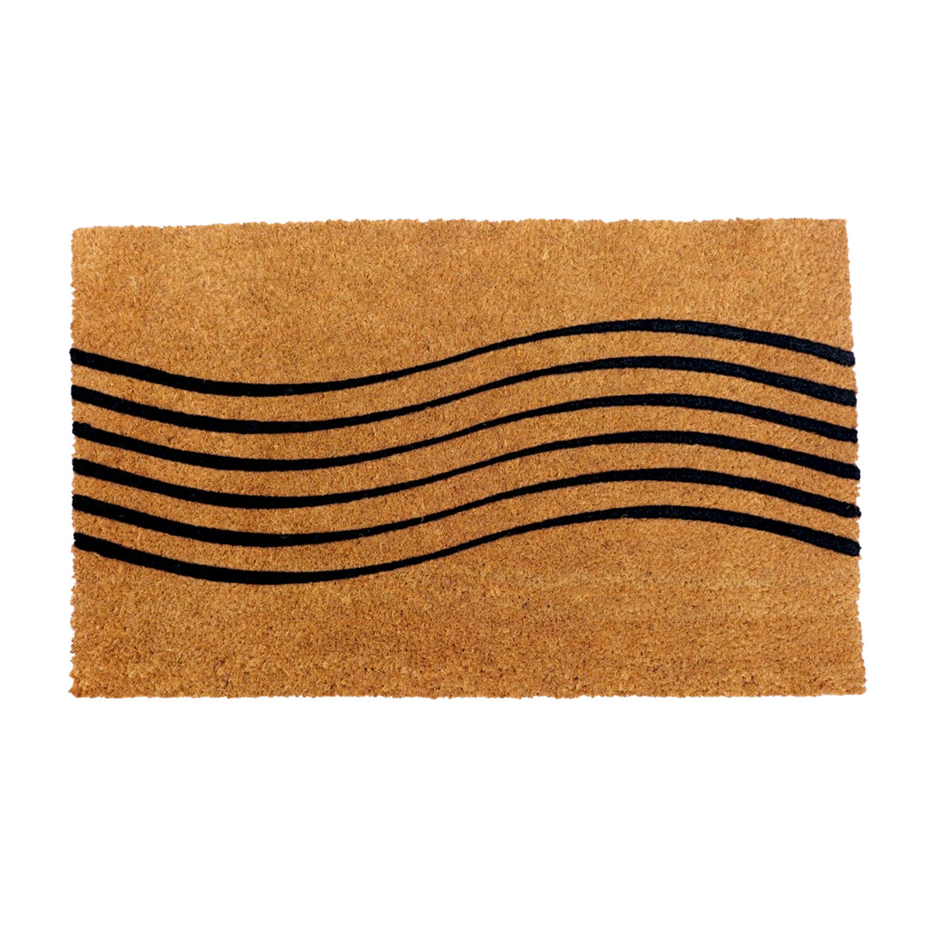 OnlyMat Trendy Wave Printed Oblong Natural Coir Doormat