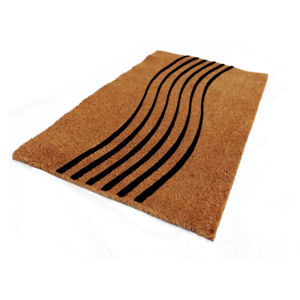 OnlyMat Trendy Wave Printed Oblong Natural Coir Doormat
