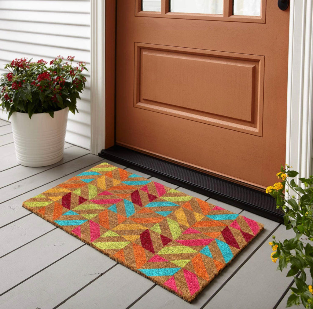 OnlyMat Colourful Pattern - Printed Natural Coir Doormat - Entrance Ma