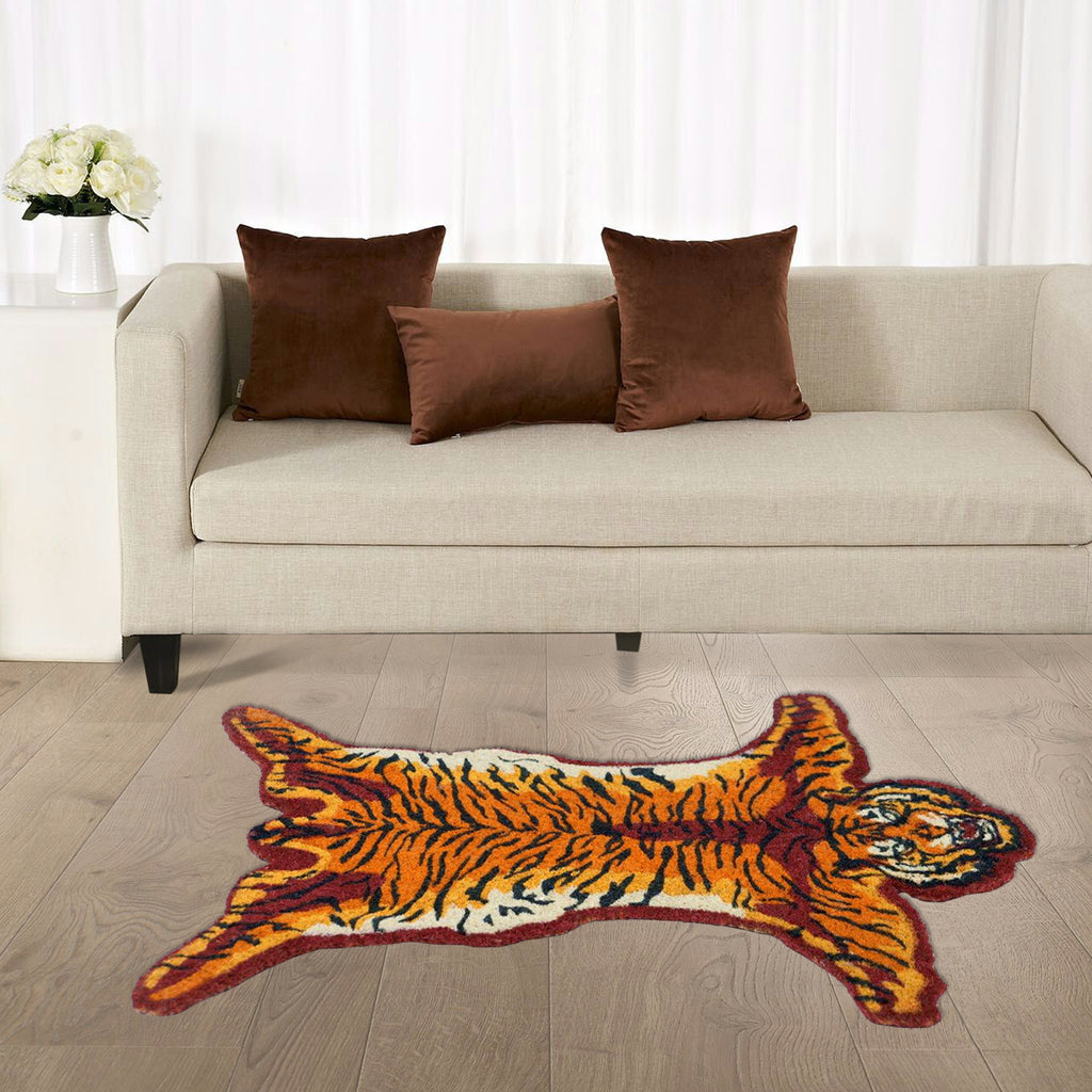 OnlyMat Tiger Mat - Tiger Shape Coir Floor Mat